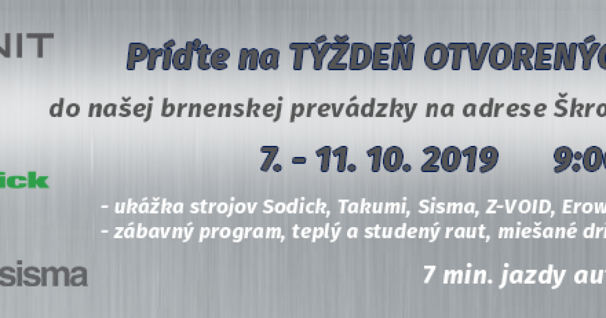 Týždeň otvorených dverí Brno 2019 - Zenit | CNC obrábacie stroje